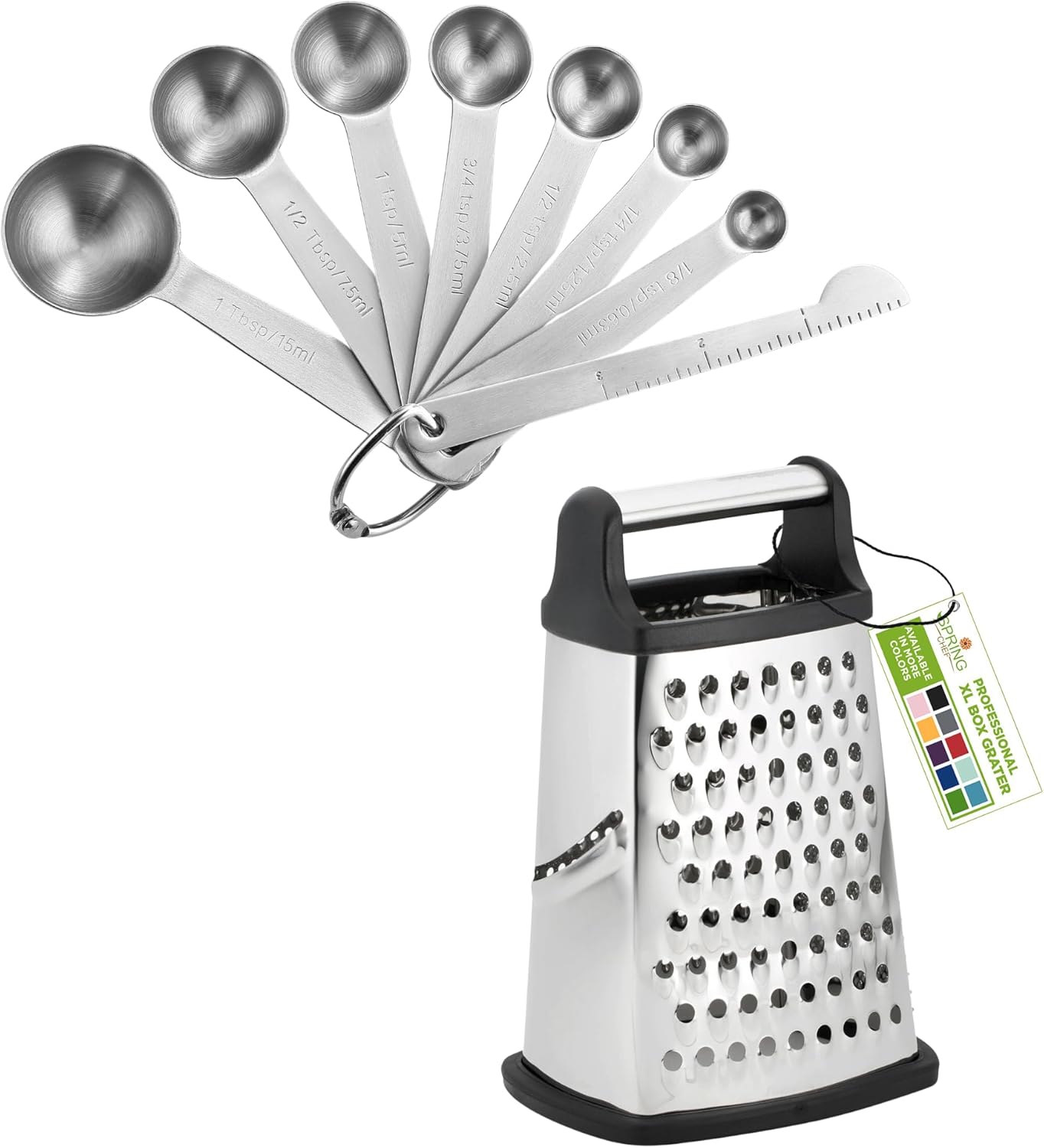 Amazon.com: Spring Chef Round Stainless Steel Measuring Spoons, Set of ...