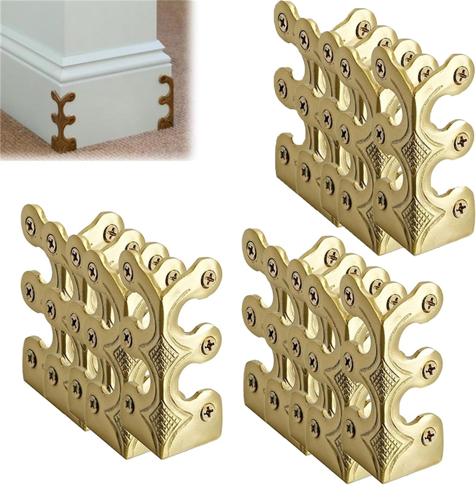 Amazon.com : Brass Dust Corners for Stairs, Skiffers Baseboard Corner ...