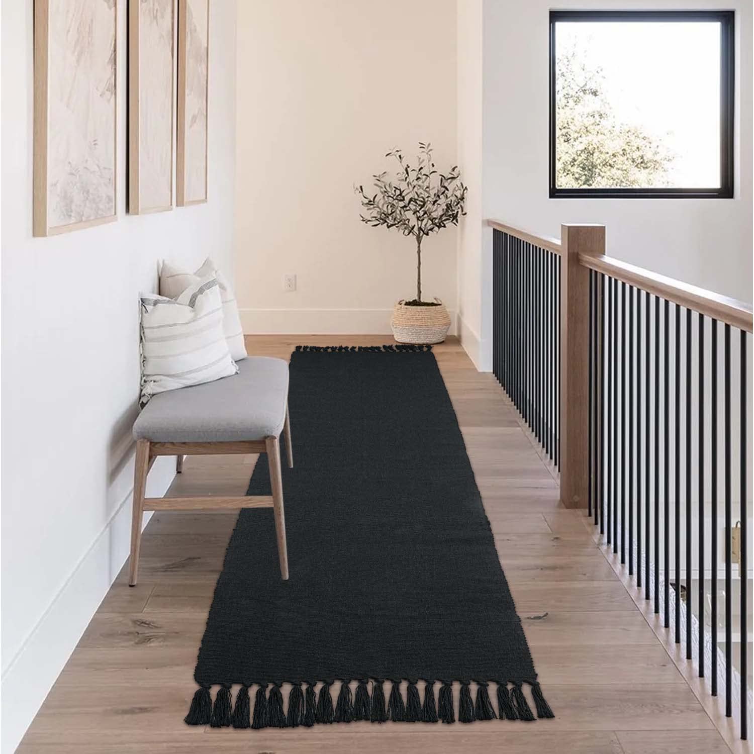 Amazon.com: Seavish Long Hallway Runner Rug, 2x8 Black Kitchen Runner ...
