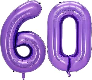 Amazon.com: GINZU 40 Inch Purple 60 Number Balloons Big Giant Jumbo ...