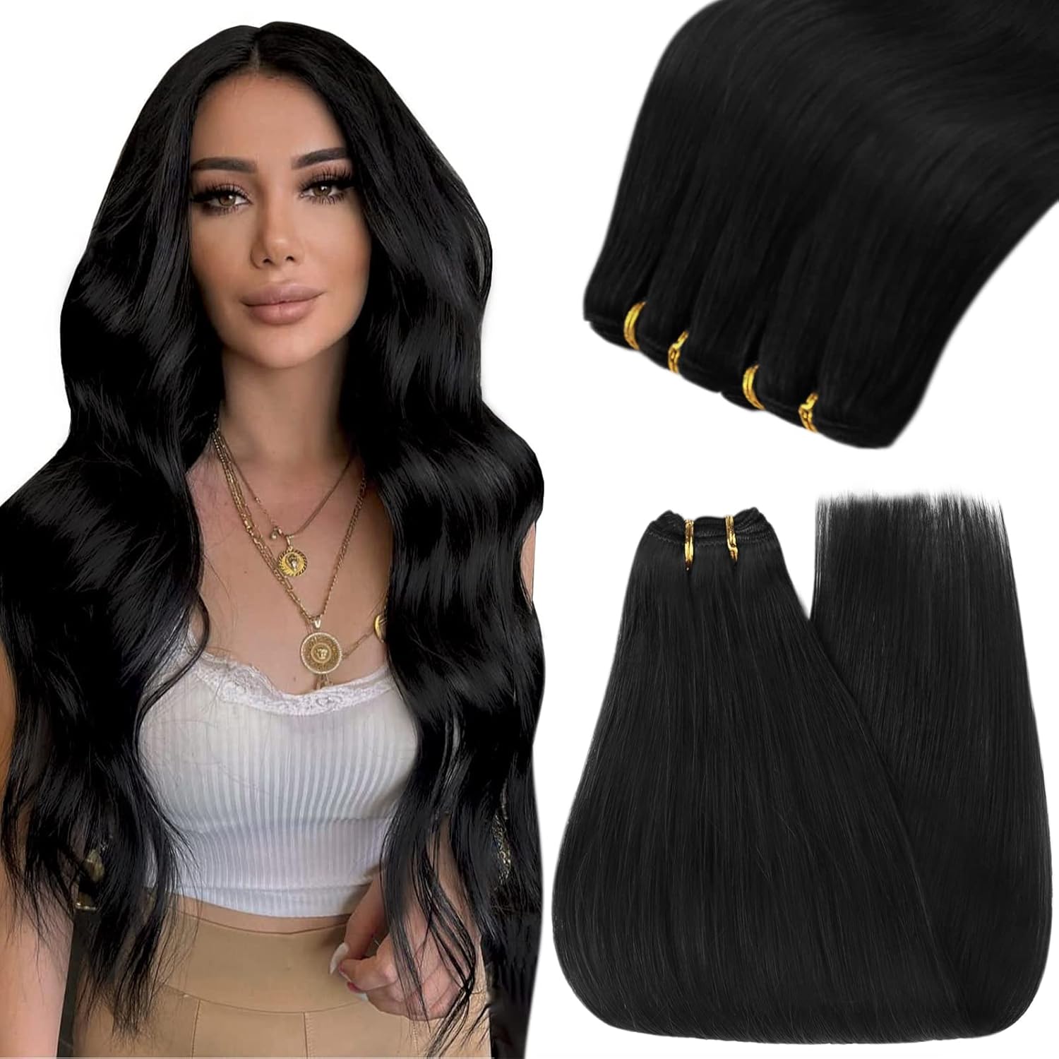 YoungSee Extension Cheveux Naturel Tissage Noir 14 Pouces Tissage ...