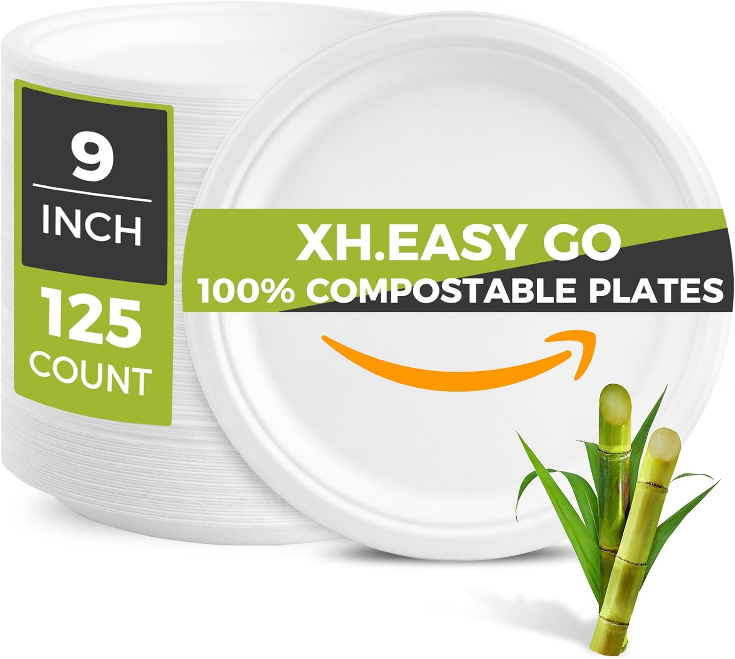 Amazon.com: XH.Easy Go Paper Plates 9 Inch [125 PCS], Heavy-Duty ...