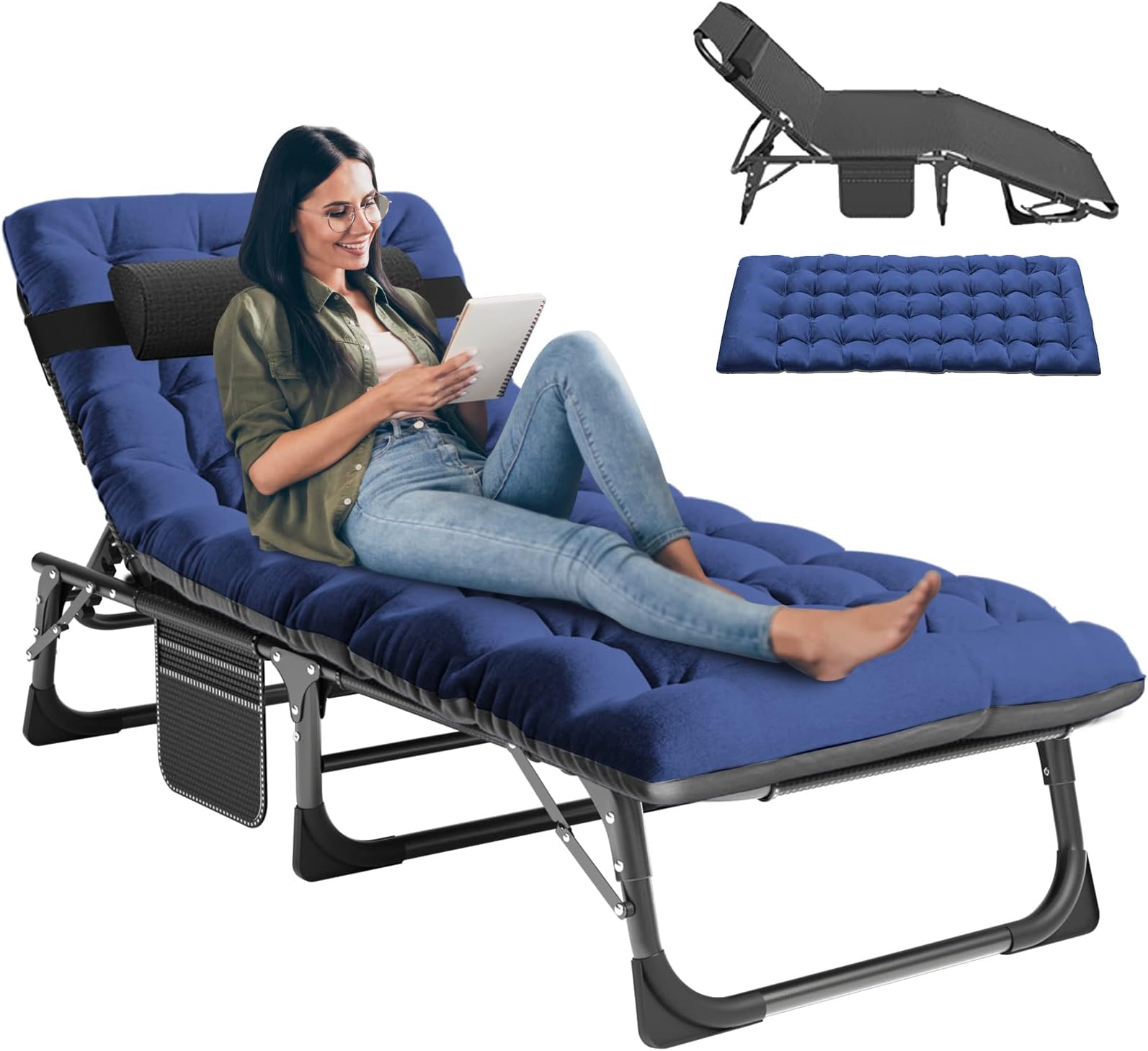 Amazon.com: ETSG Lounge Chair,5-Position Outdoor Lounge Chair,Folding ...