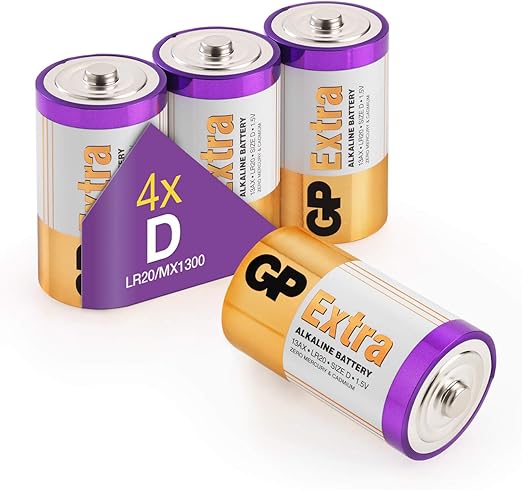 Size/Type D Batteries Pack of 4 LR20 batteries 1.5V by GP Batteries ...