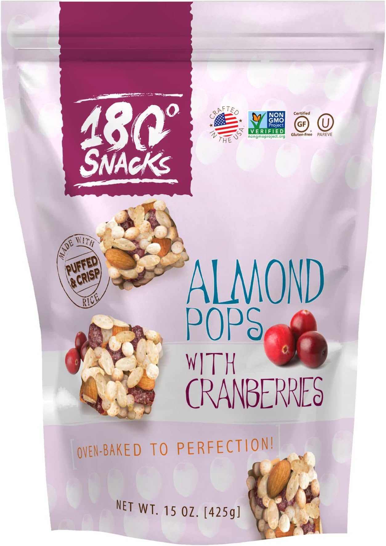 Amazon.com : 180 Snacks Almond Rice Pops with Cranberries - Tasty, Bite ...