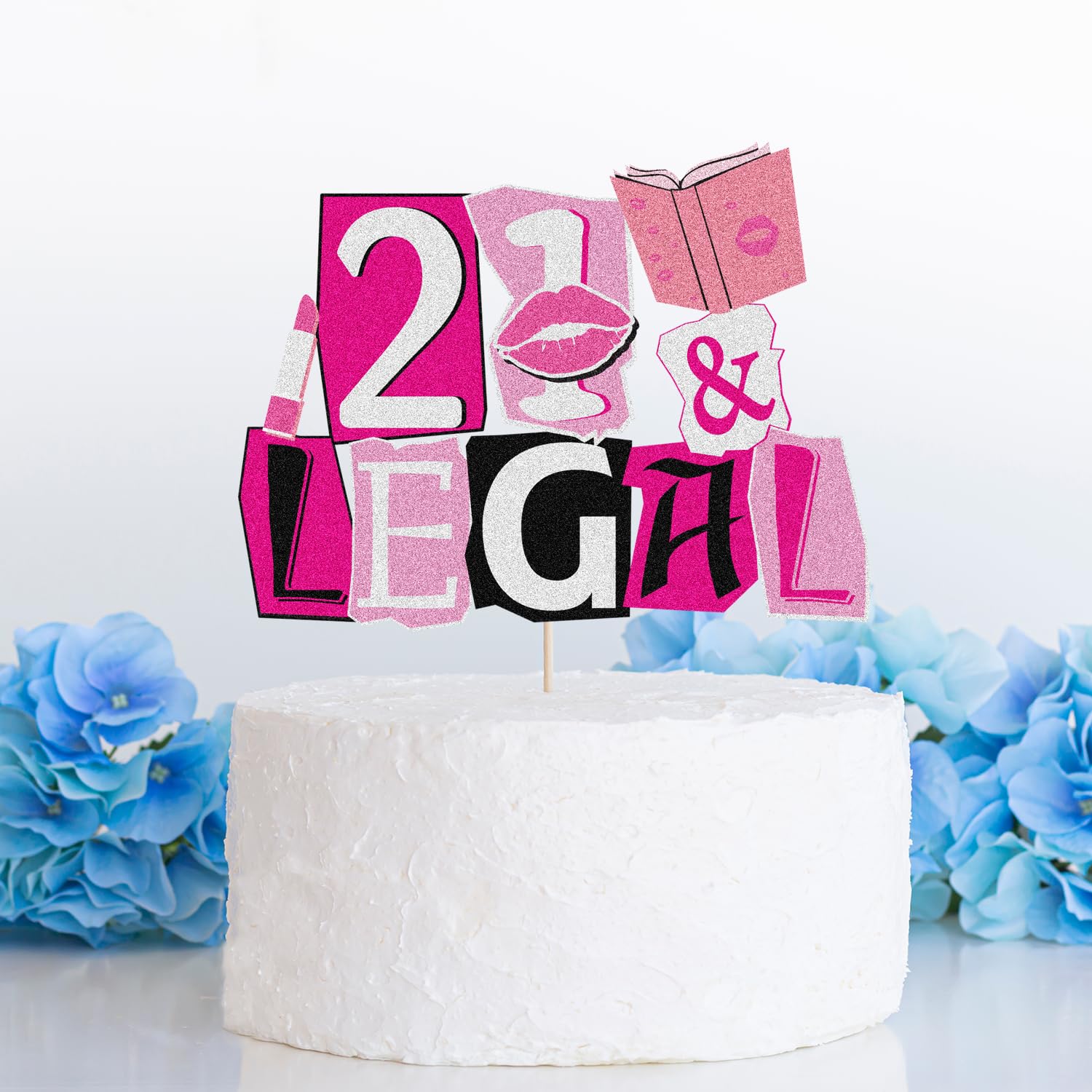 Snapklik.com : 21 & Legal Pink Girls Happy 21st Birthday Cake Topper ...