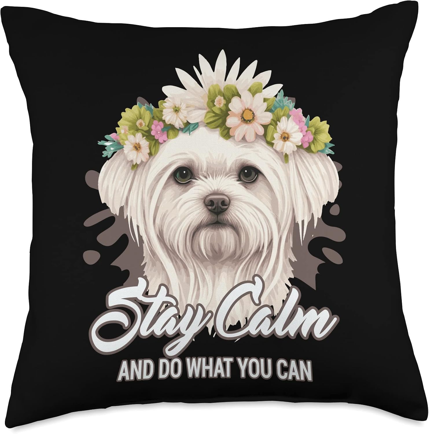 Amazon.com: Flower Crown Maltese Fur Pet Breed Animal Dog Lover ...