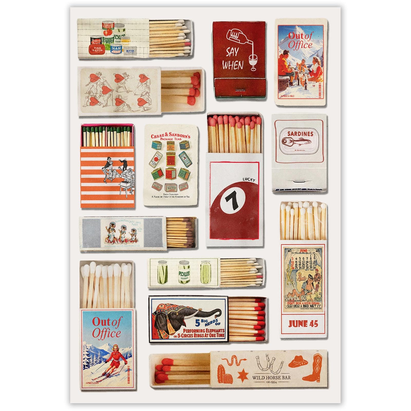 Amazon.com: Vintage Matchbooks Posters Retro Red Lucky You Wall Art ...