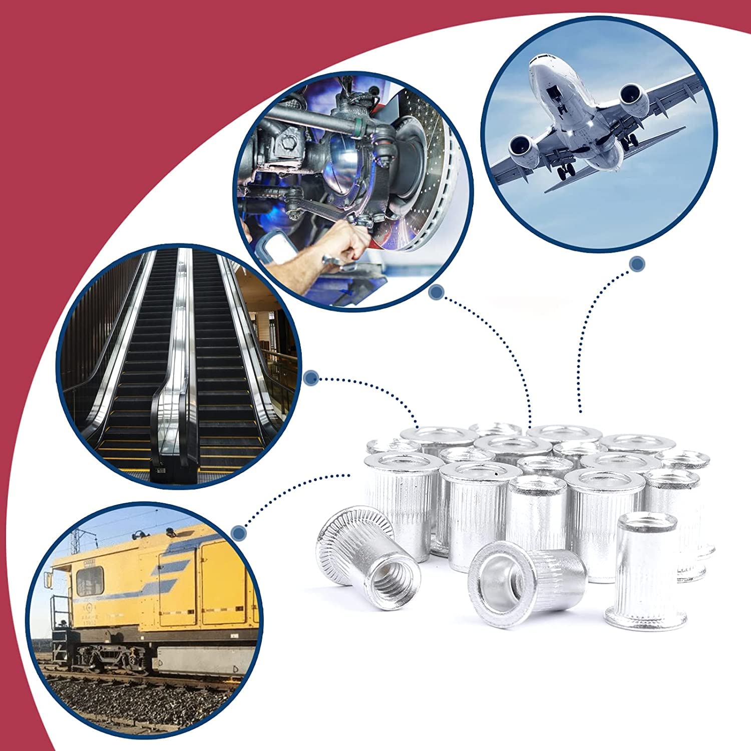 Snapklik.com : 1/4"-20 Rivet Nut Aluminum Flat Head Threaded Insert ...