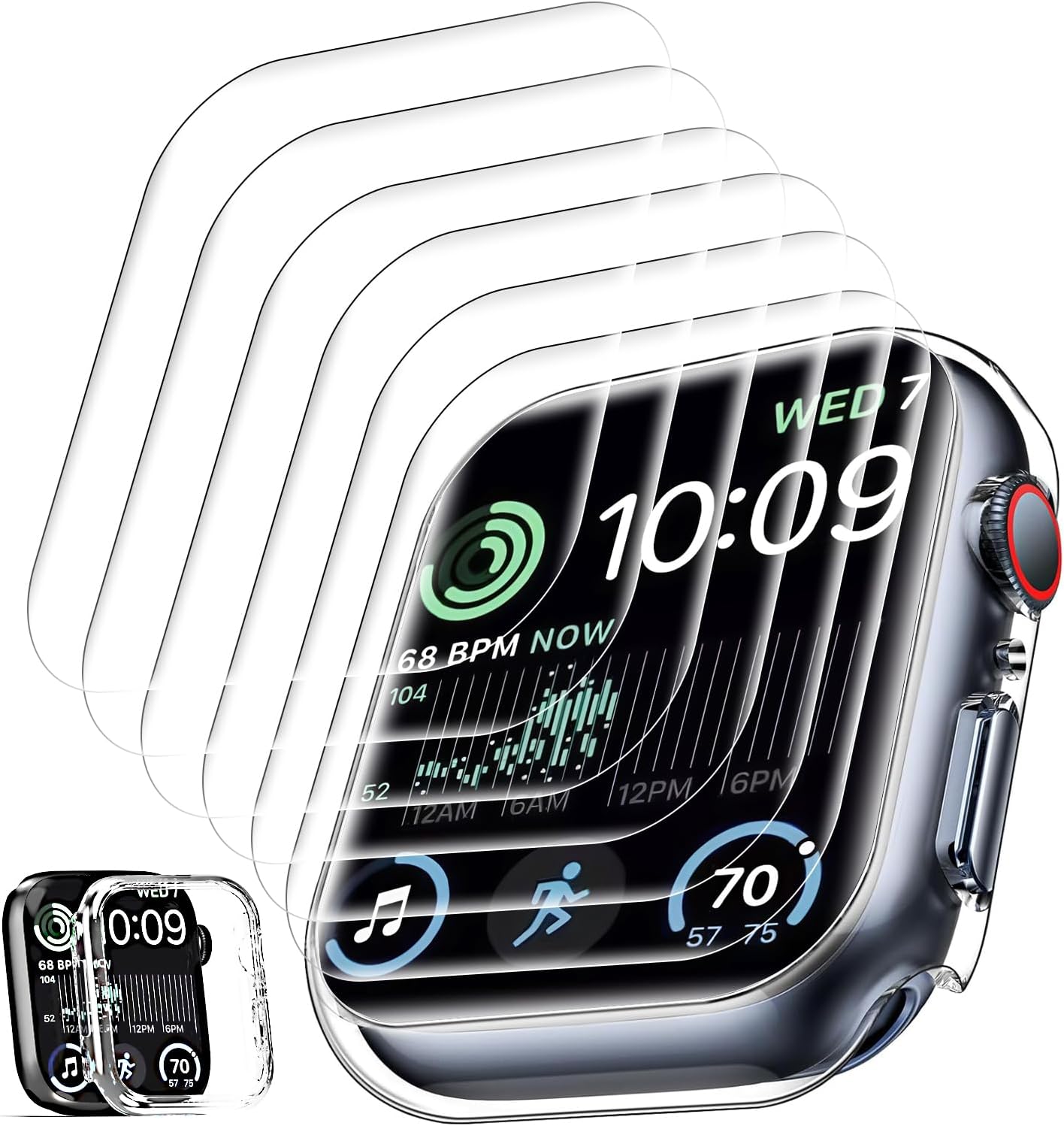 Amazon.com: XIJEF 6 Packs for Apple Watch Screen Protector Series 9 8 7 ...