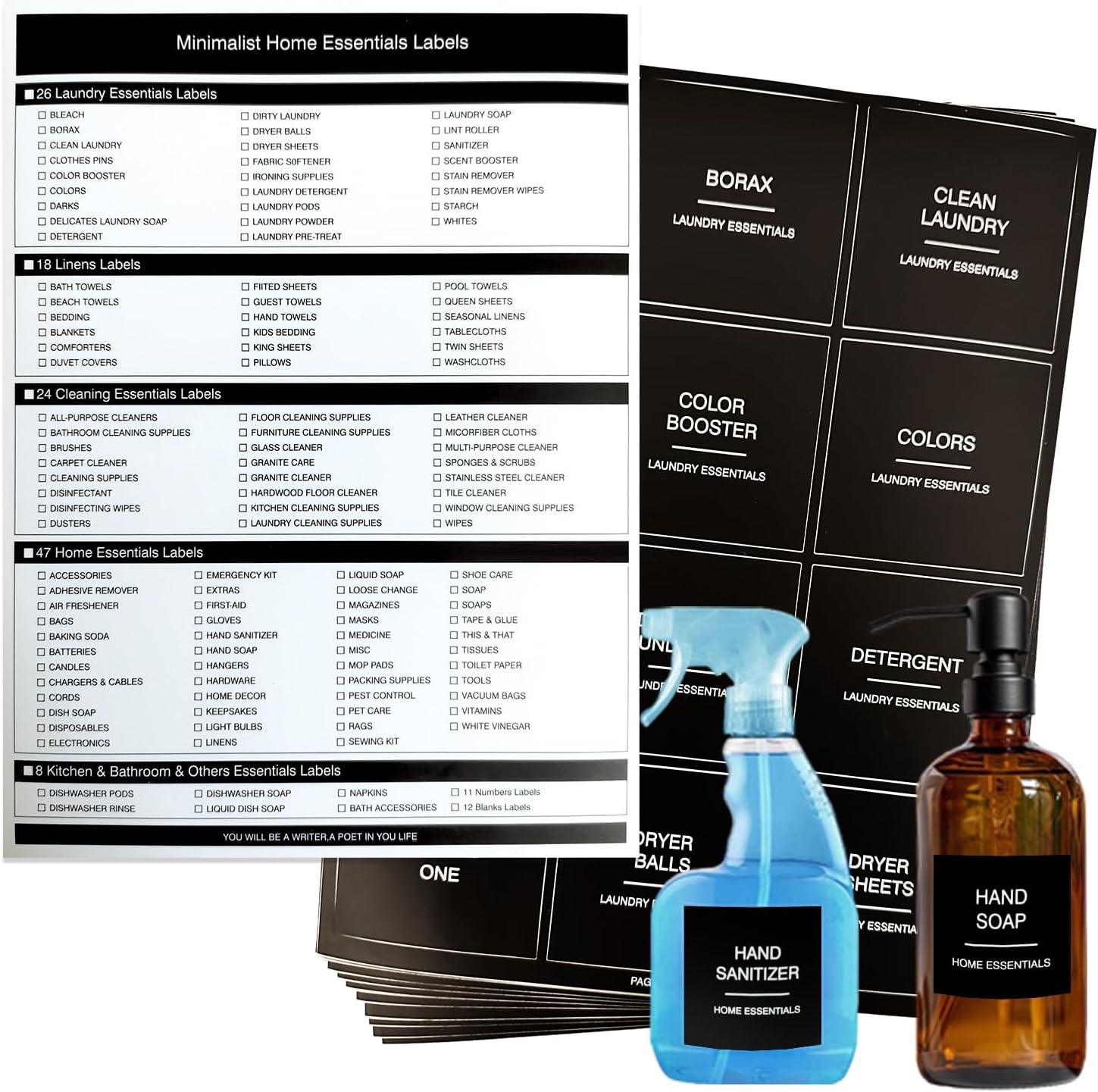 Amazon.com: Gbuxska 144PCS Laundry Room Labels, Minimalist Water ...