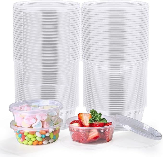 200 Pack Deli Containers With Lids, Round Stackable Plastic Food ...