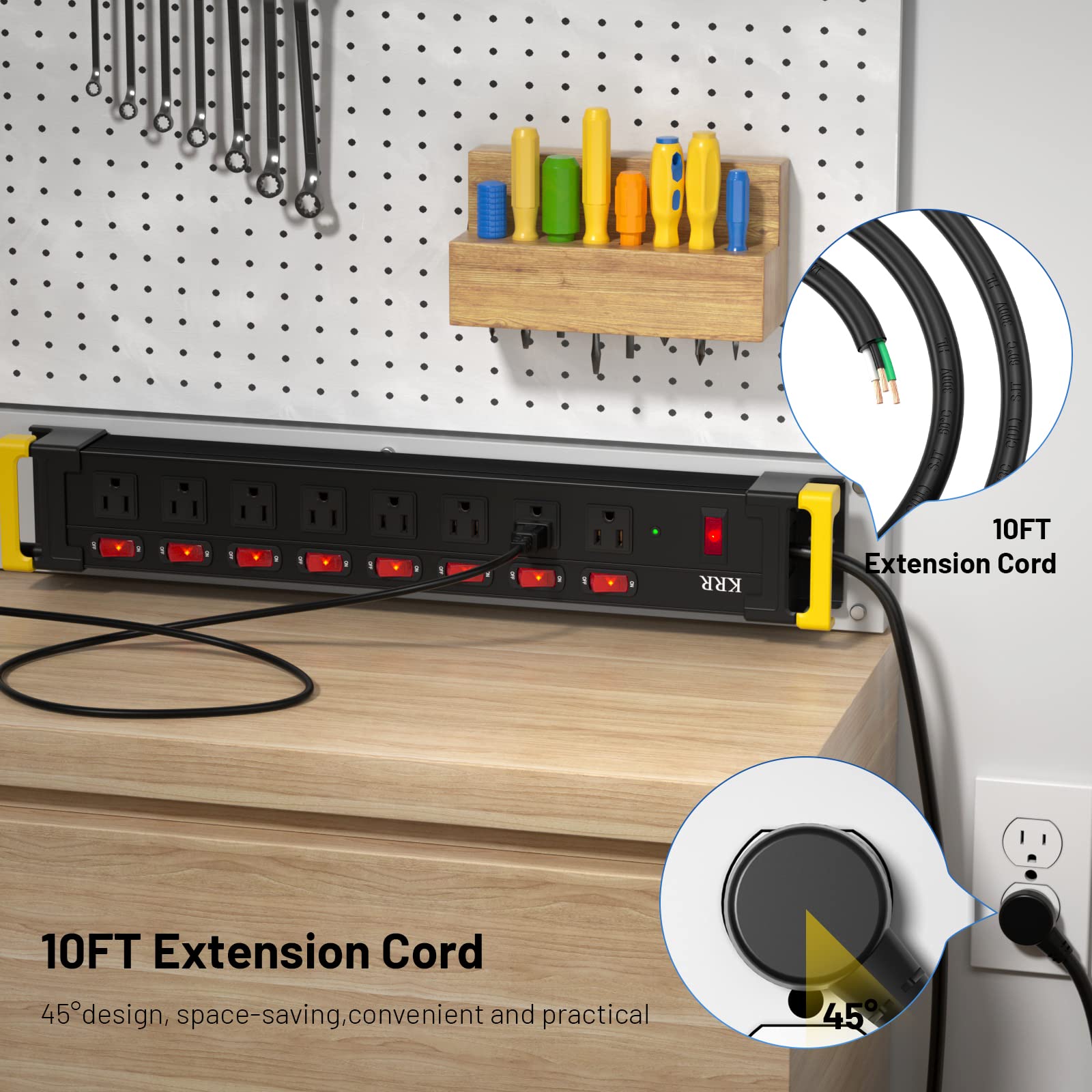 KRR Heavy Duty Power Strip Surge Protector, Power Strip Individual ...