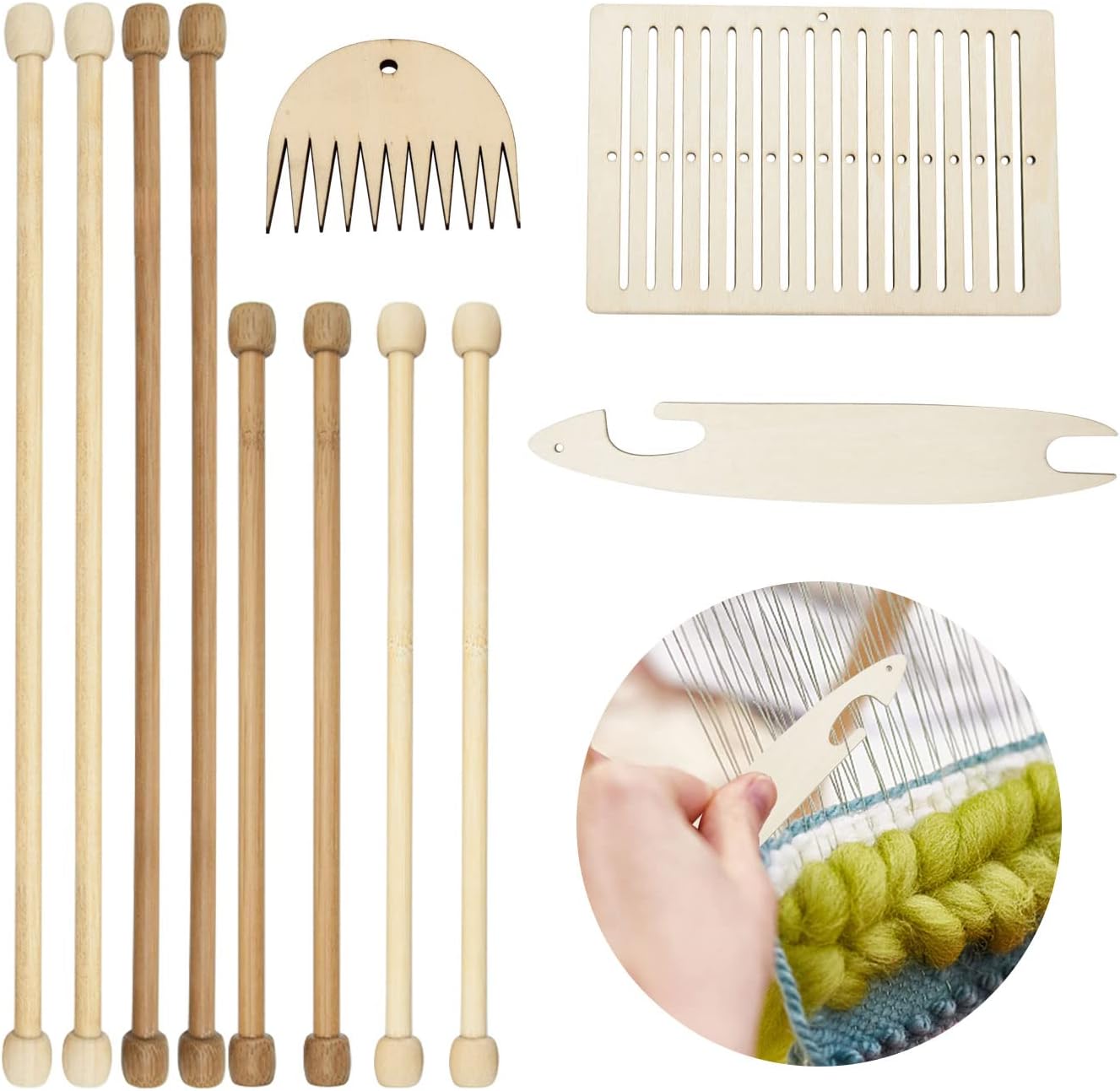 Amazon.com: 11 Pieces Weaving Loom Kit, Wood DIY Weaving Loom with ...
