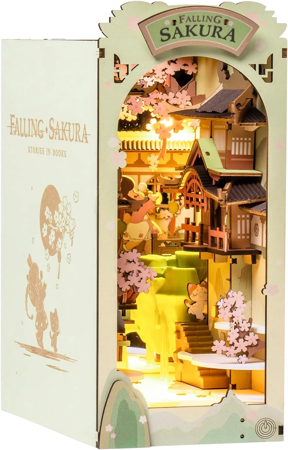 Rolife DIY Book Nook Kit Falling Sakura, DIY Miniature Booknook Kit Creative Decorative Bookend ...