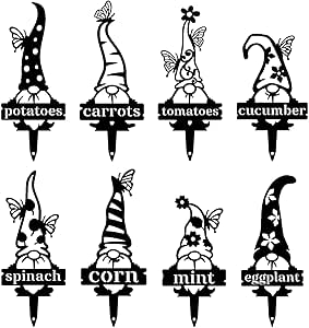 Amazon.com: 1/8pcs Garden Gnomes Plant Labels ? 12.9" Iron Vegetables ...