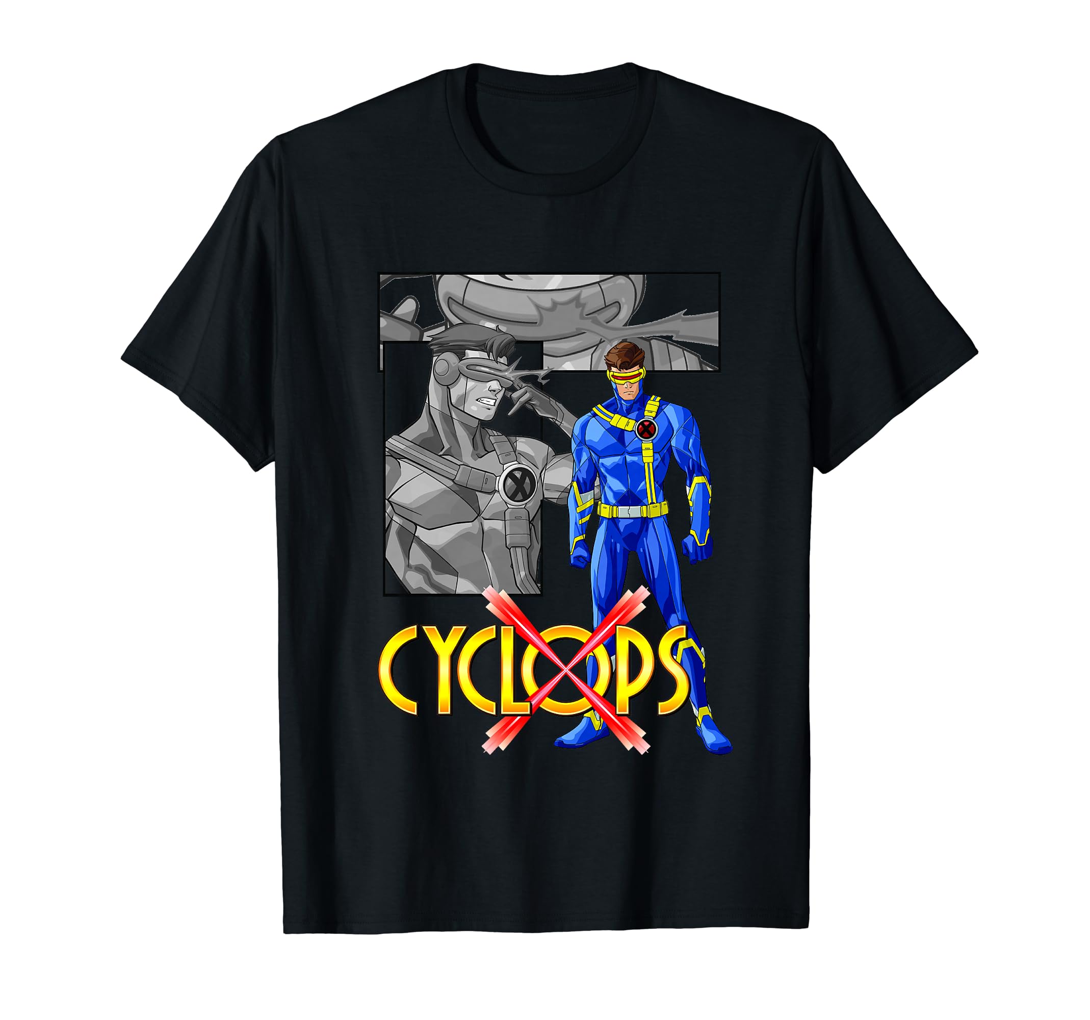 Amazon.com: Marvel X-Men Cyclops Collage Panel Logo T-Shirt : Clothing ...
