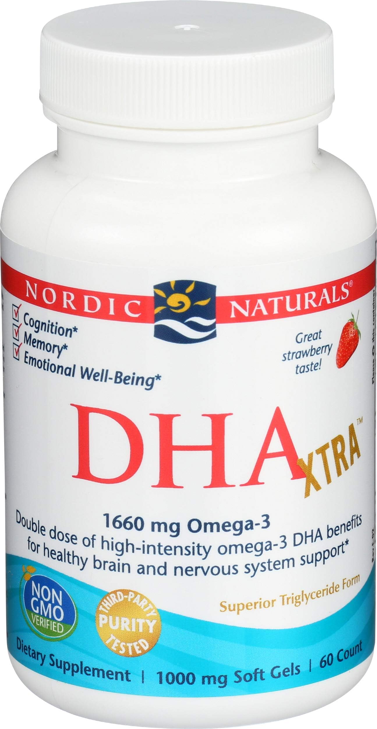 Amazon.com: Nordic Naturals Strawberry DHA Xtra 1660 MG 60 SG, 60 CT ...