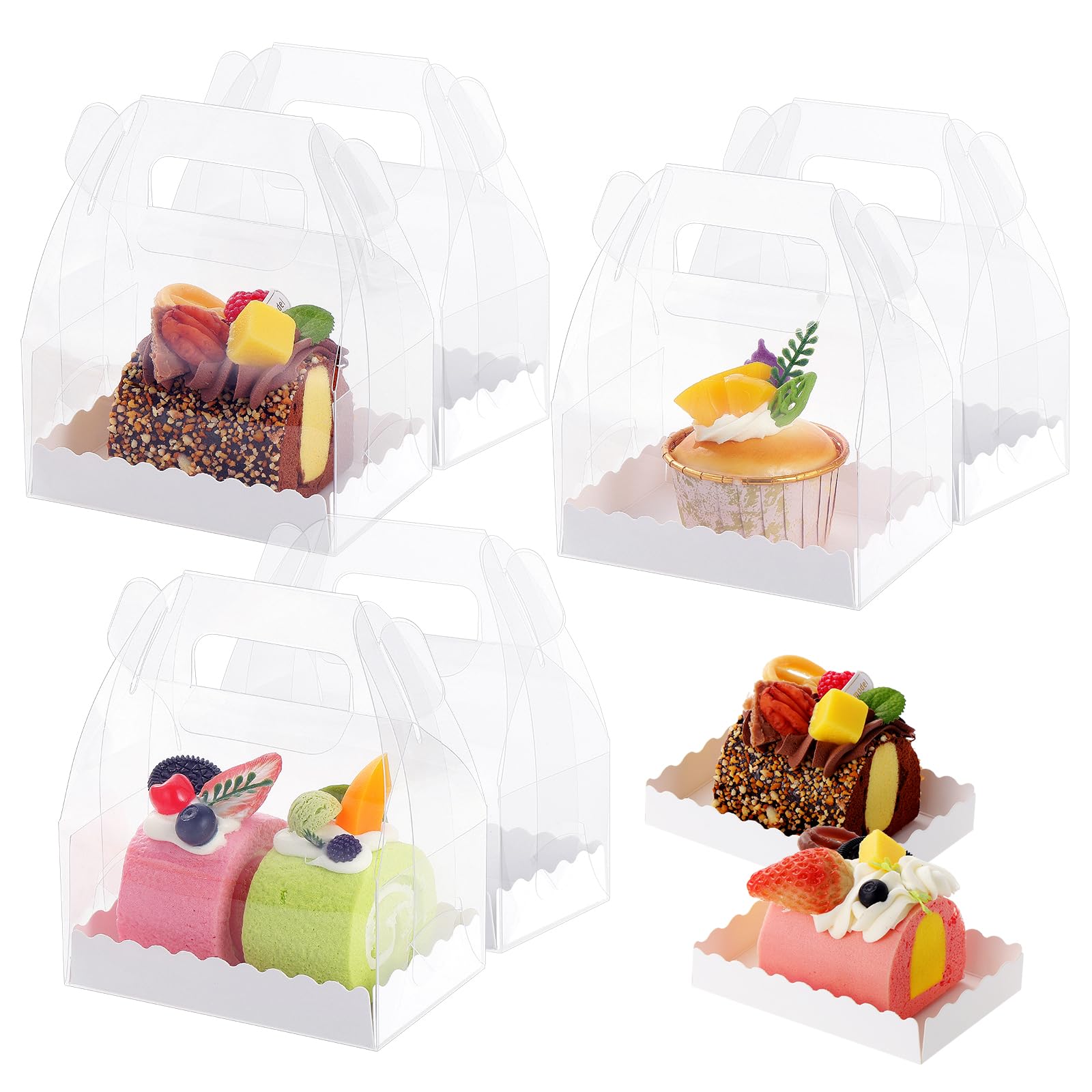TsunNee 20PCS Small Clear Cake Box Roll Cake Display Box Carrier with ...