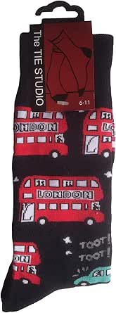 The Tie Studio London Routemaster Buses on Black Unisex Novelty Ankle ...