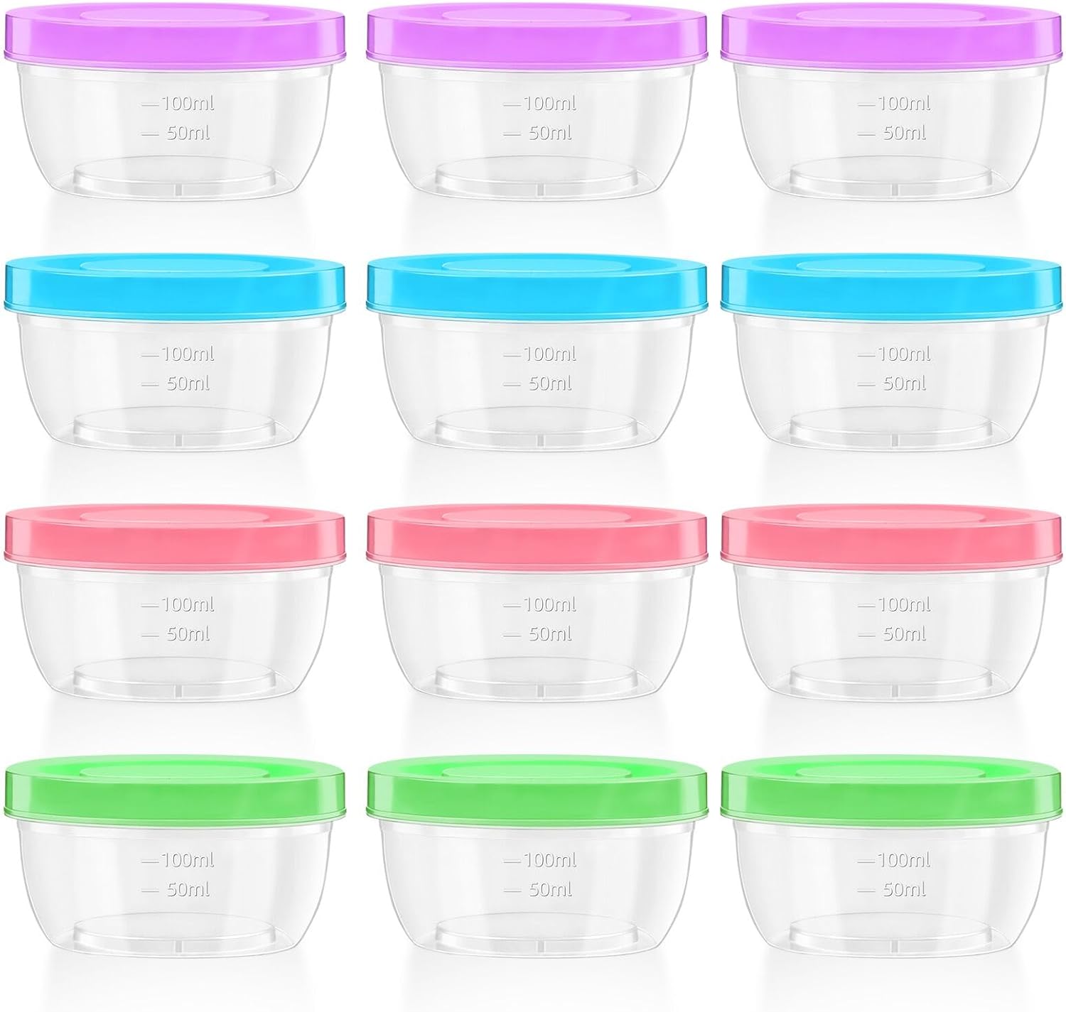Zezzxu 5 oz Small Plastic Food Containers with Screw Lids, 12 Pack ...