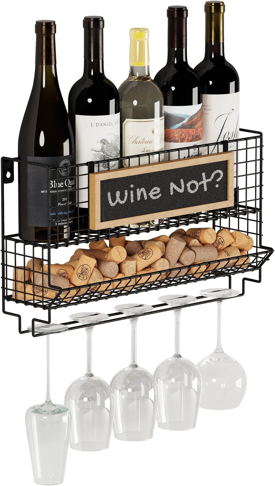 Amazon.com: Mkono Wall Mounted Wine Rack - Bottle & Glass Holder Wood ...