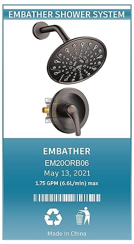 EMBATHER Shower Faucet Set, Single Handle Control Shower Valve and Trim ...
