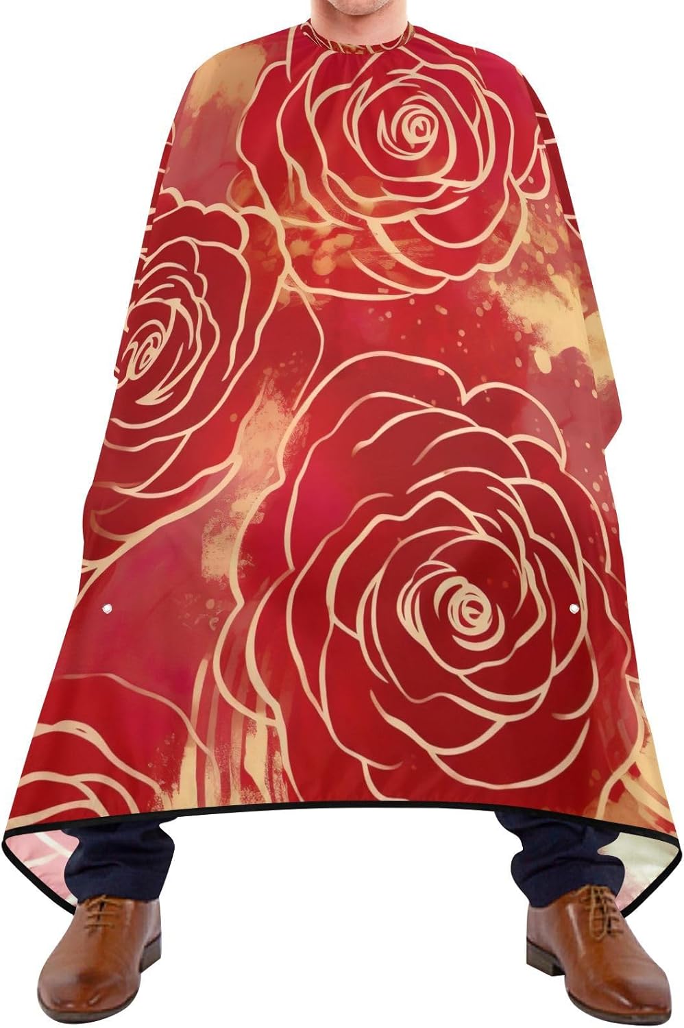 Amazon.com: WELLDAY Hair Cutting Cape for Men, Gold Roses Red Barber ...