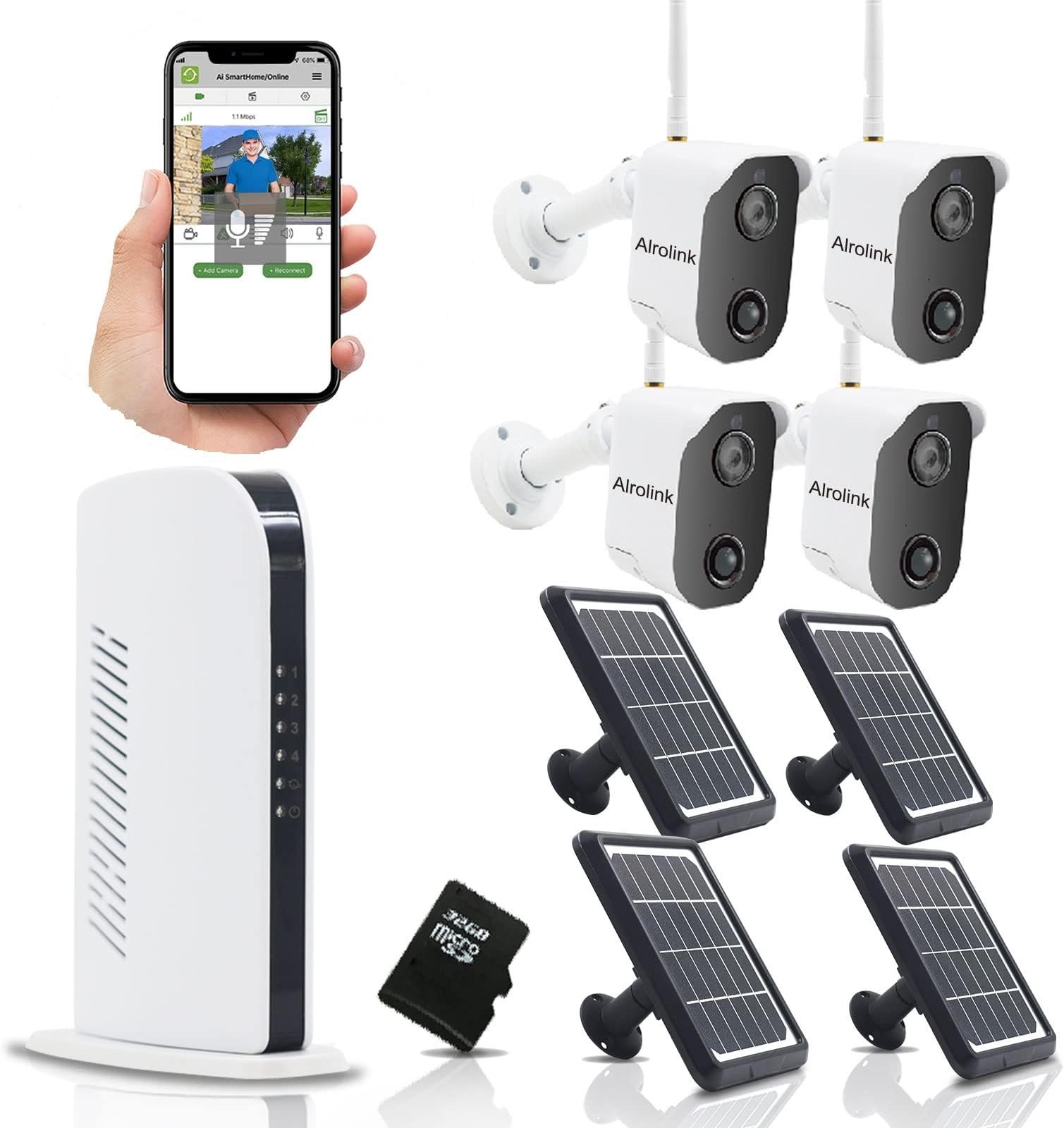 Amazon.com : Alrolink 4CH Wireless Solar Security Camera System 1080p ...