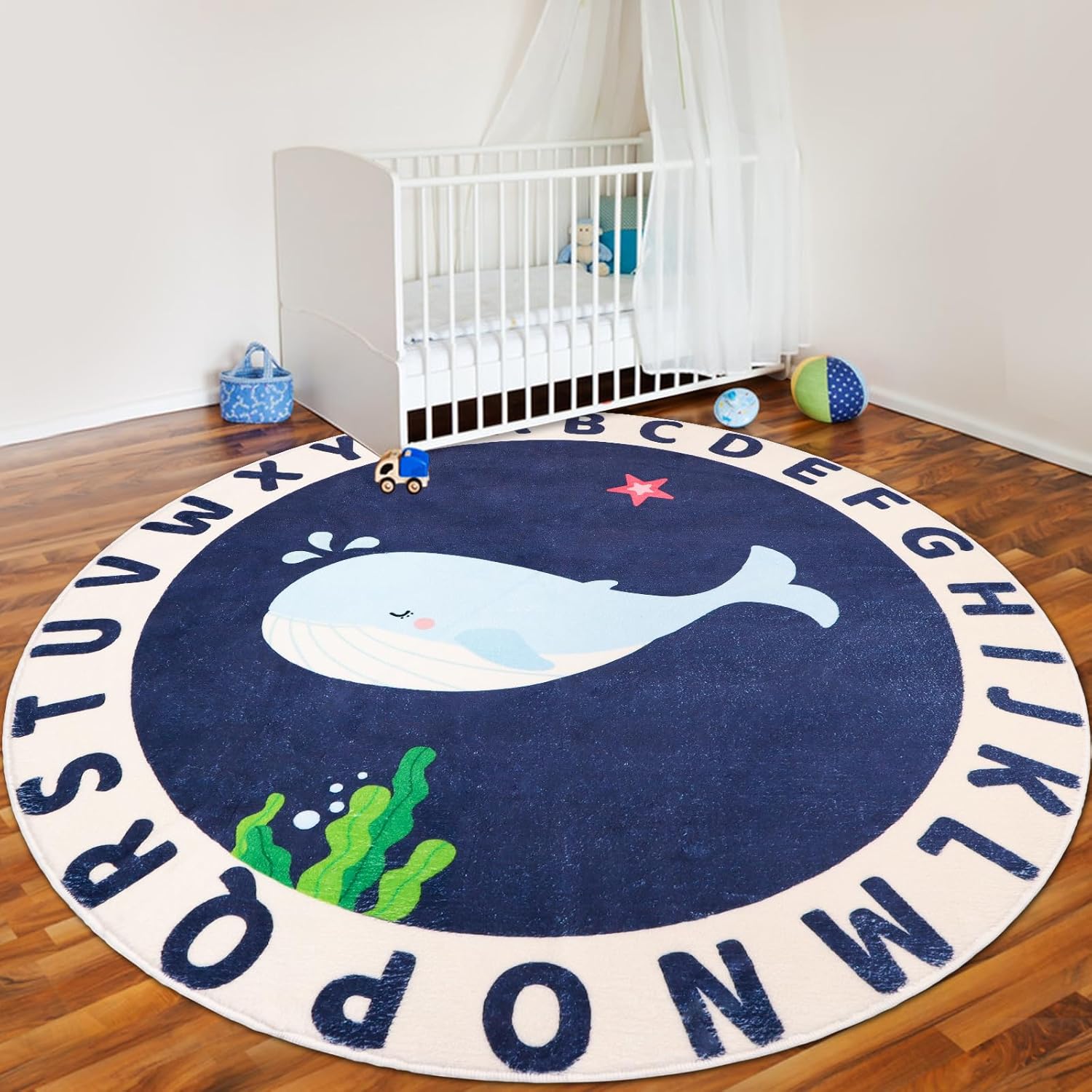 Amazon.com: LTKOUGFAM Round Kids Rug for Playroom,5.2ft ABC Alphabet ...