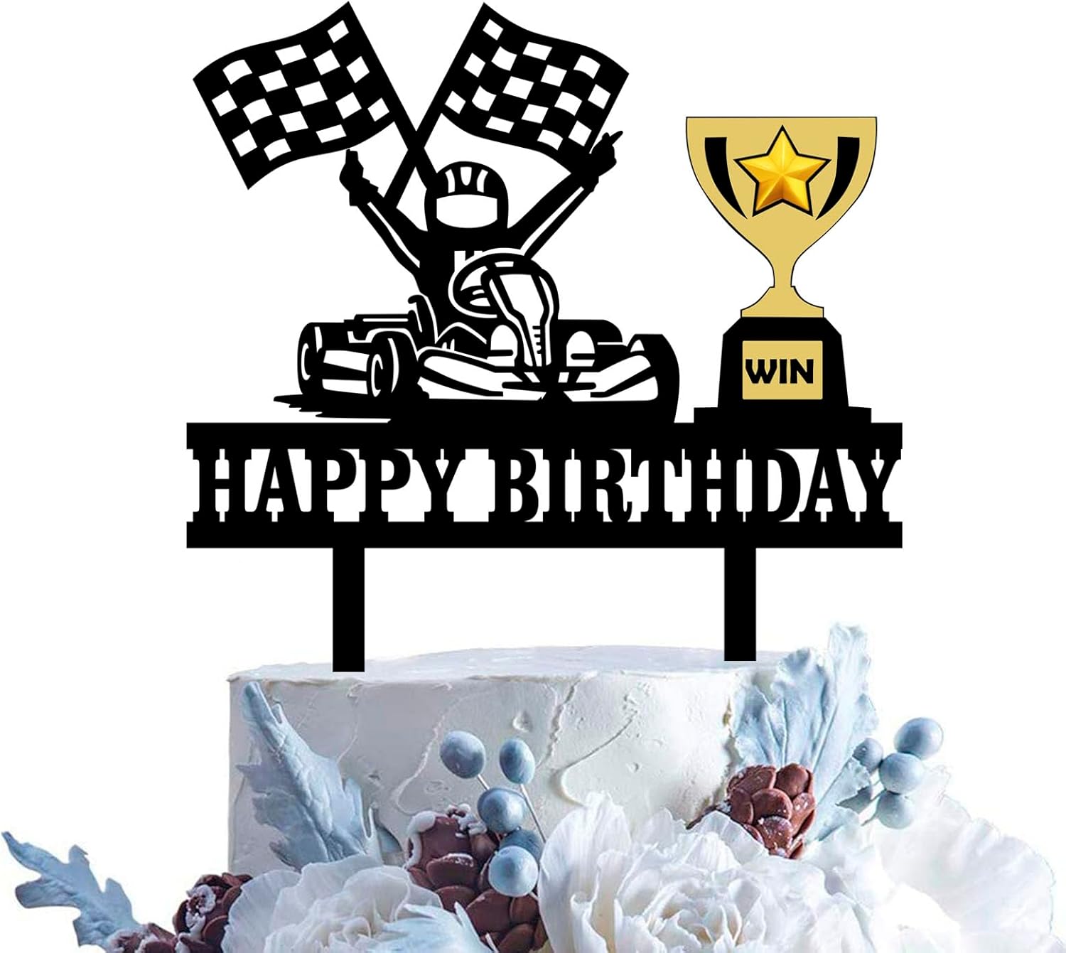Amazon.com: Karts Race Birthday Cake Topper Go Karting Cake Decor Go ...