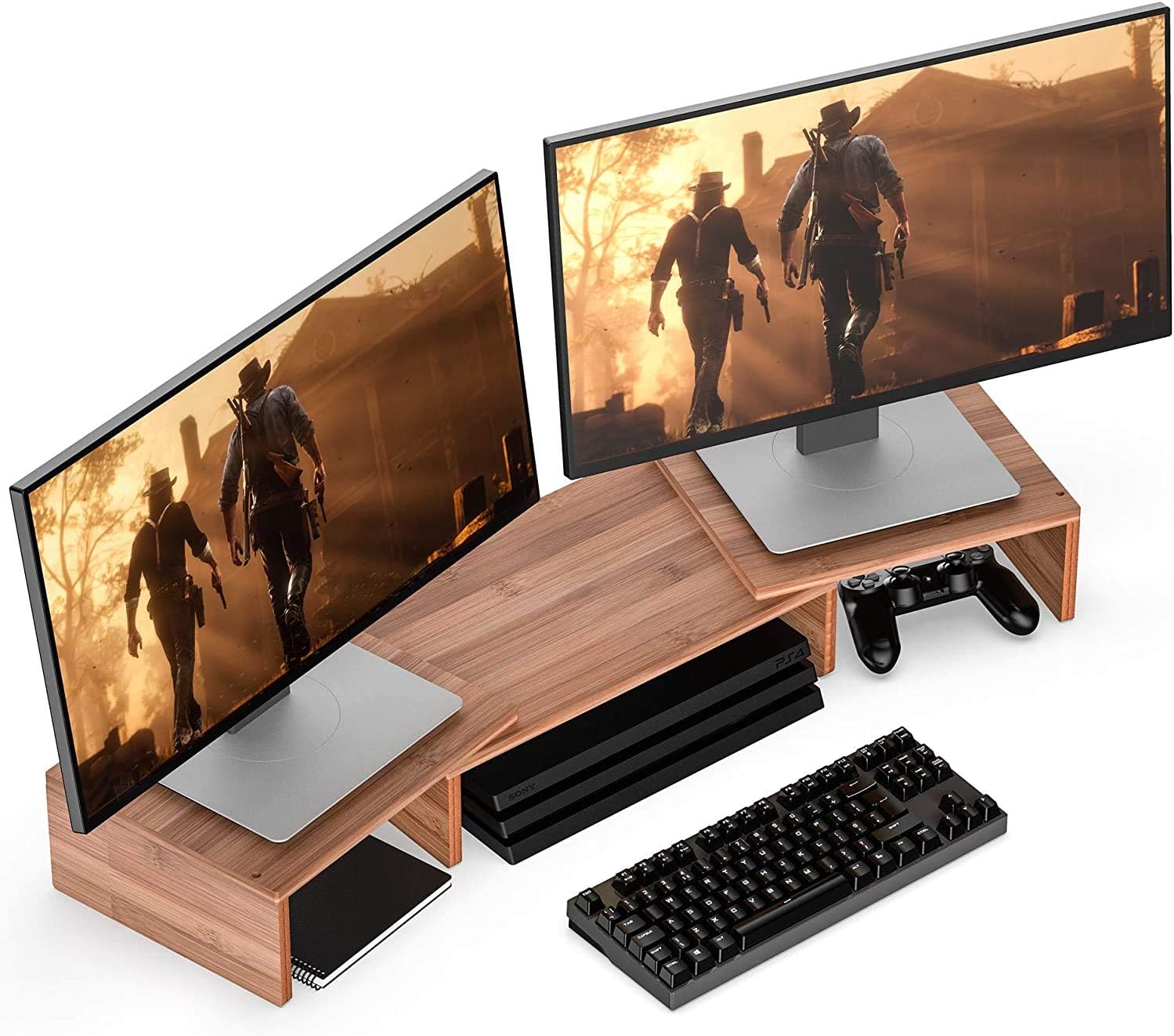 Amazon.com: Well Weng Dual Monitor Riser with Adjustable Length and ...