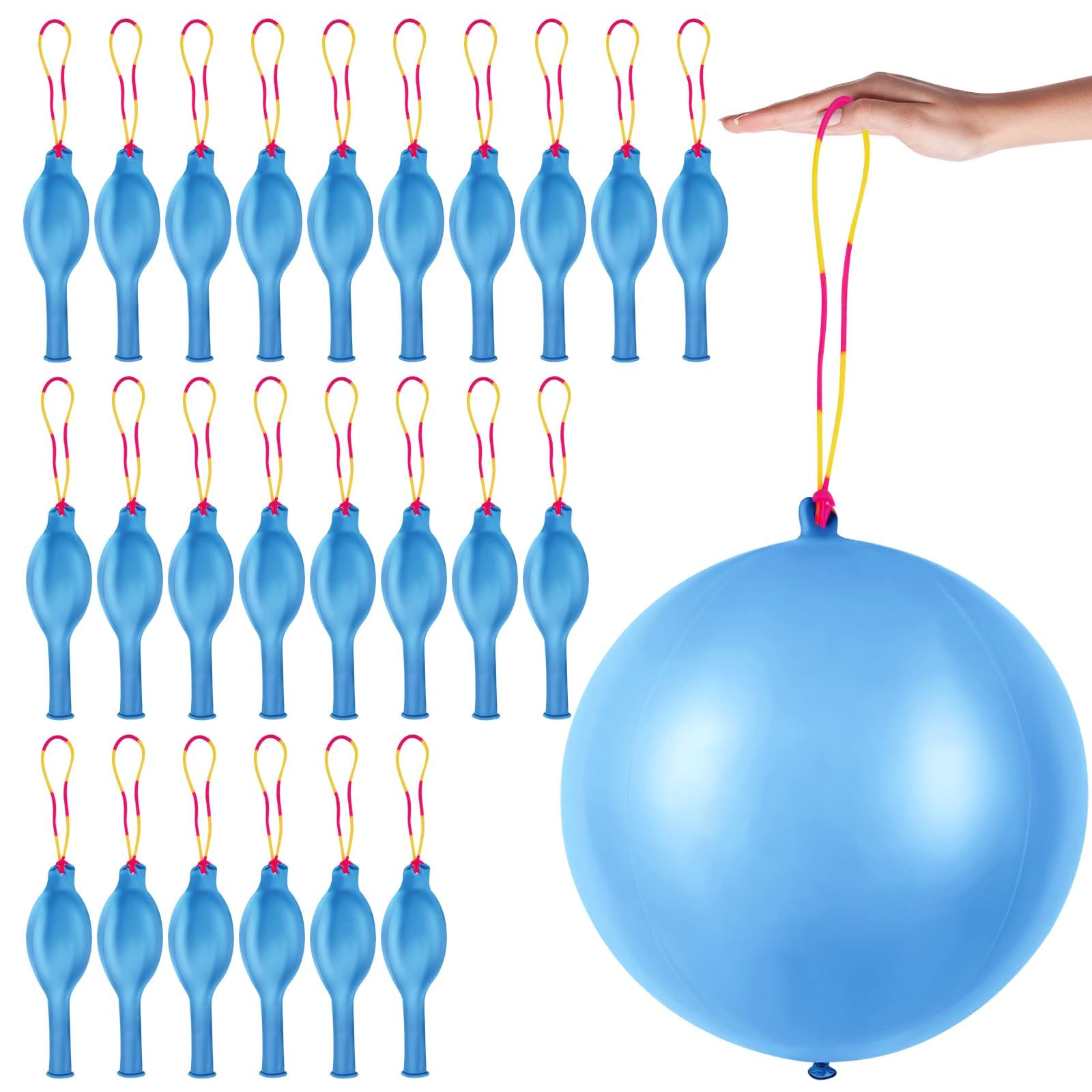 Amazon.com: 24 Pcs Blue Punch Balloons Bounce with Rubber Band Handle ...