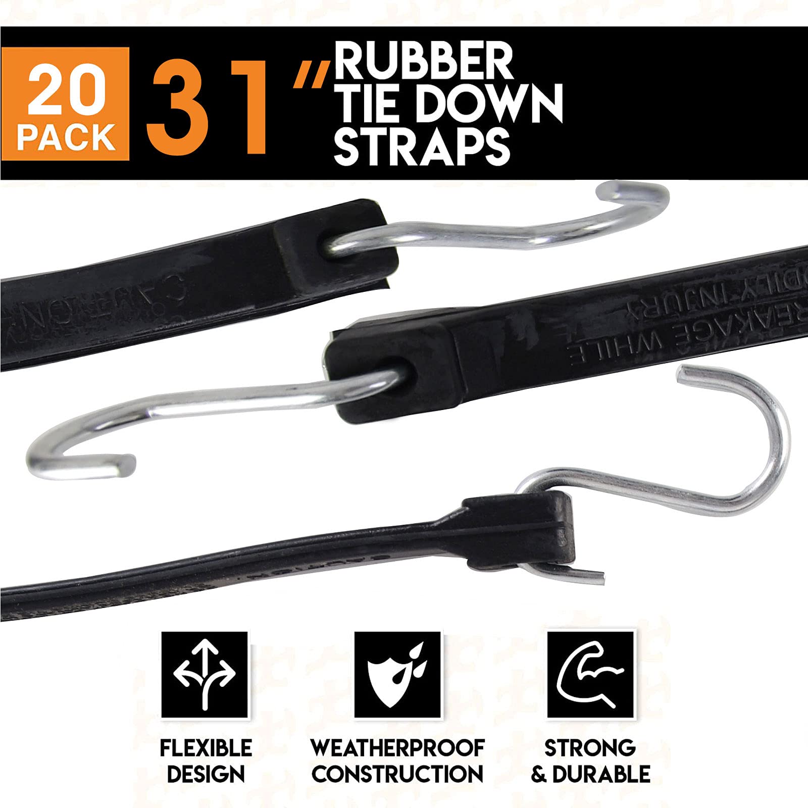 Snapklik.com : XSTRAP STANDARD 20 Pack 31 Adjustable Rubber Tarp Straps ...