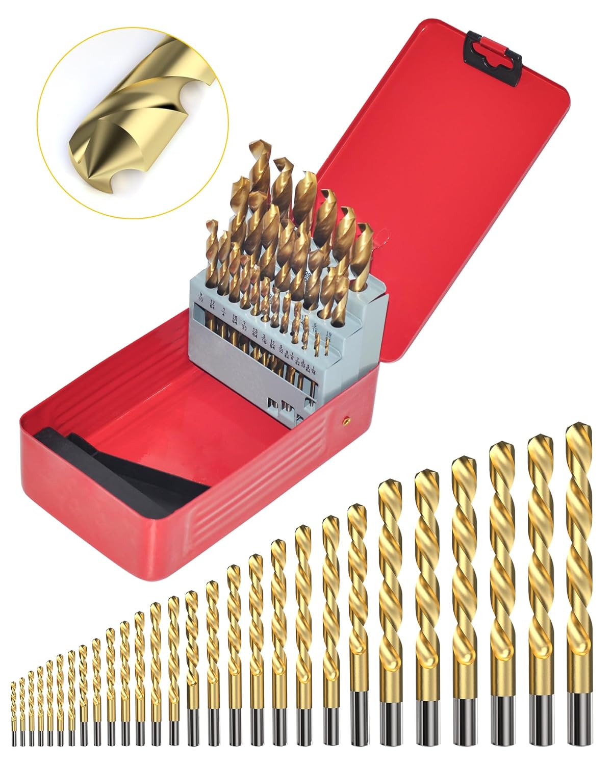 Nakupot Cobalt Drill Bit Set 29pcs M35 High Speed Steel Twist Jobber ...