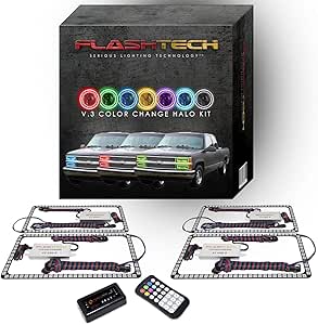 Amazon.com: Flashtech LED RGB Multi Color Halo Ring Headlight Kit with ColorFuse Bright ...