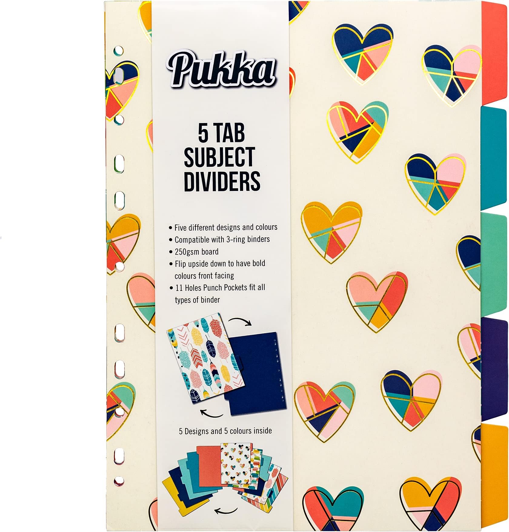 Pukka Pad, Bloom A4 5-Part Divider Set – 5 Reversible Subject Dividers ...