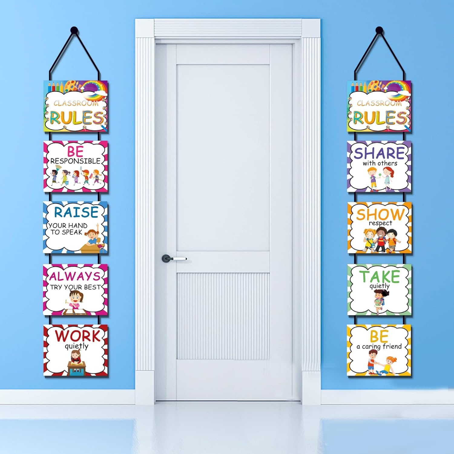 Amazon.com: Classroom Rules Posters for Bulletin Board Decorations Set ...