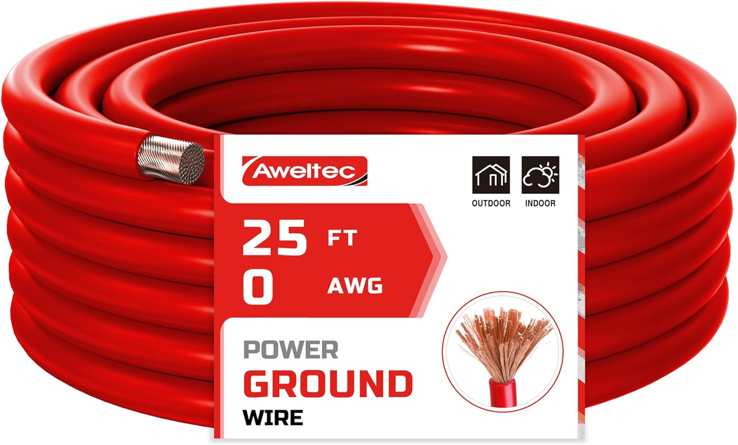 Amazon.com: AWELTEC 0 Gauge Wire, 25 Feet Red Power Ground Wire Cable ...