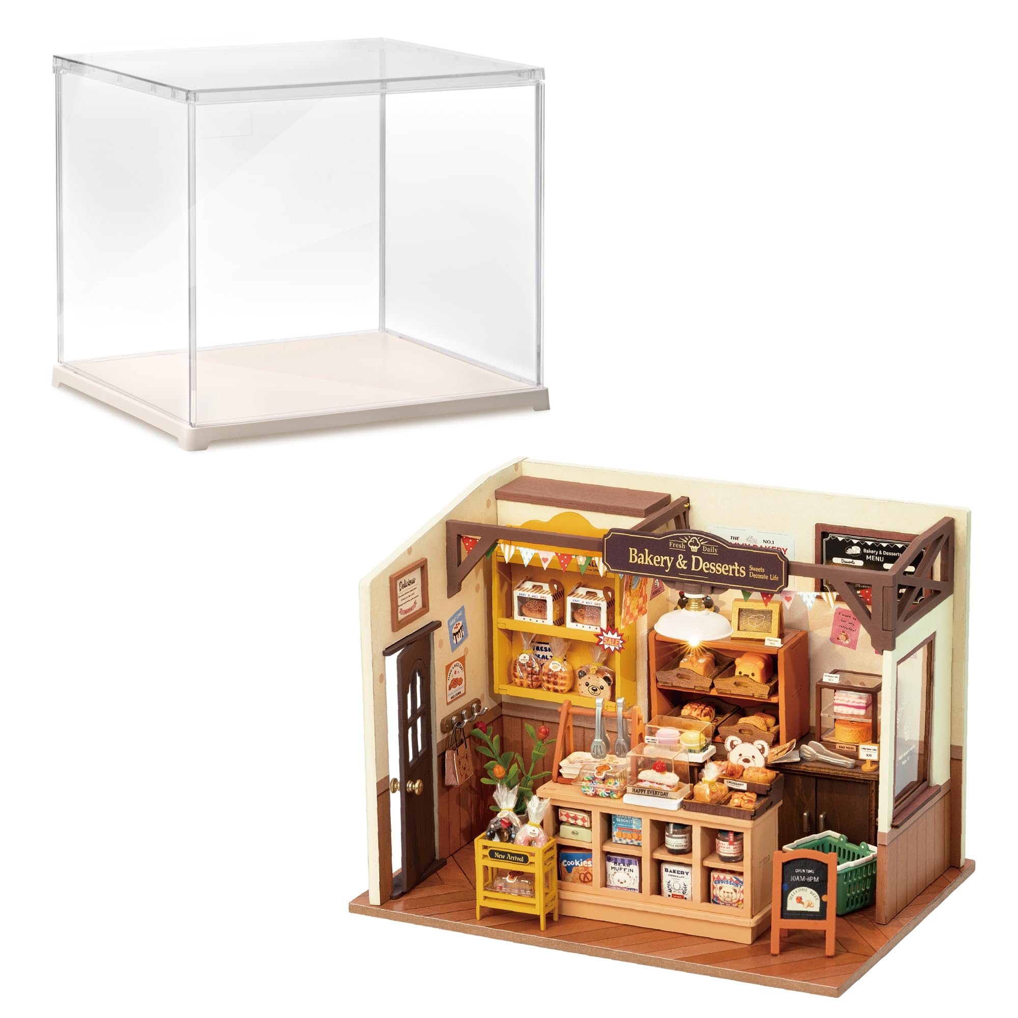 Amazon.com: ROBOTIME DIY Miniature House Kit Becka's Bakery Shop with ...