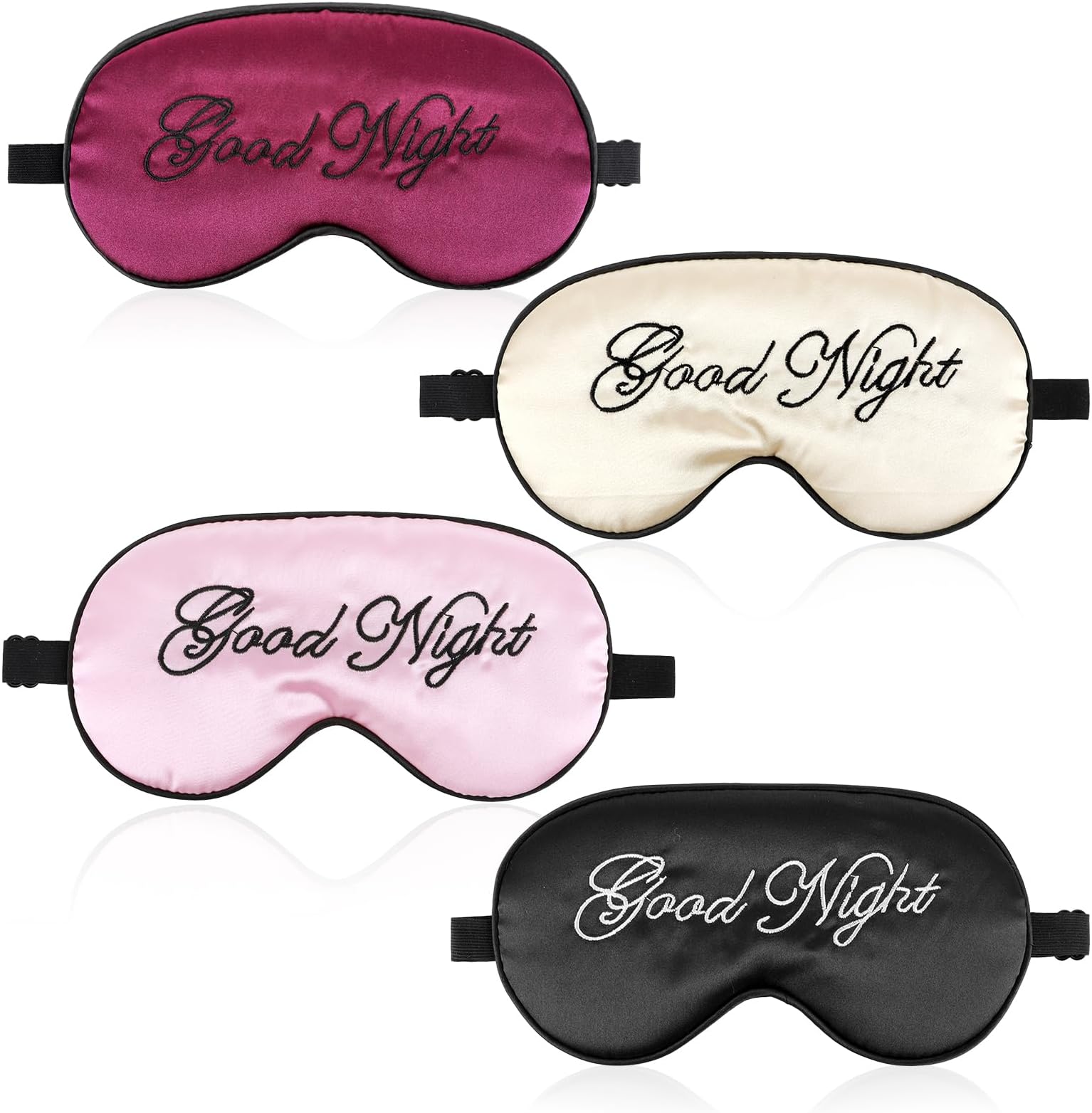 Amazon.com: 4Pcs Satin Sleeping Mask Soft Blackout Eye Mask Eye Cover ...