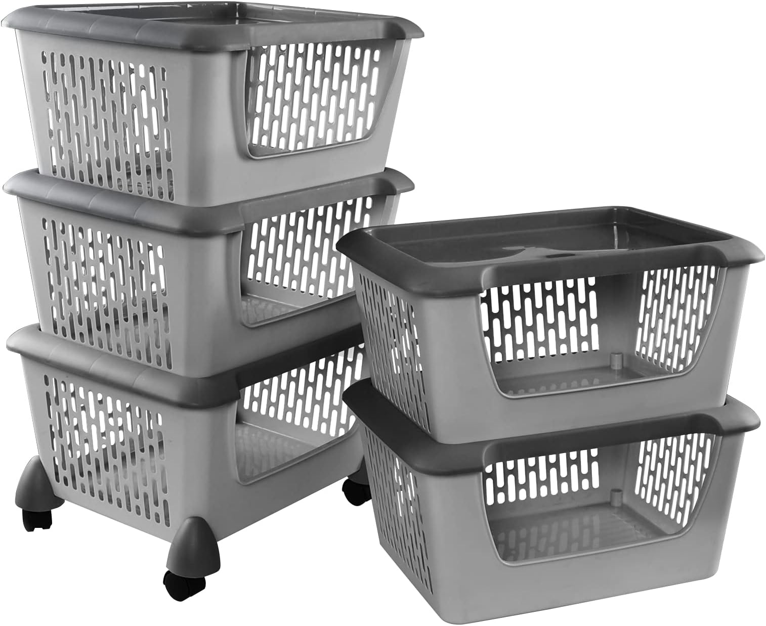 Amazon.com - Yesdate 5-Pack Large Stackable Storage Bins, Plastci ...