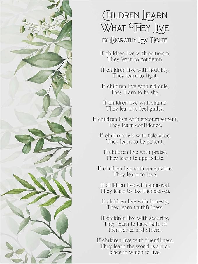 Amazon.com: IeKei Children Learn What They Live Poem - Literary Wall ...