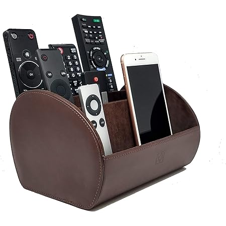 JackCubeDesign 4 Compartments Black Leather Remote Control Organiser ...