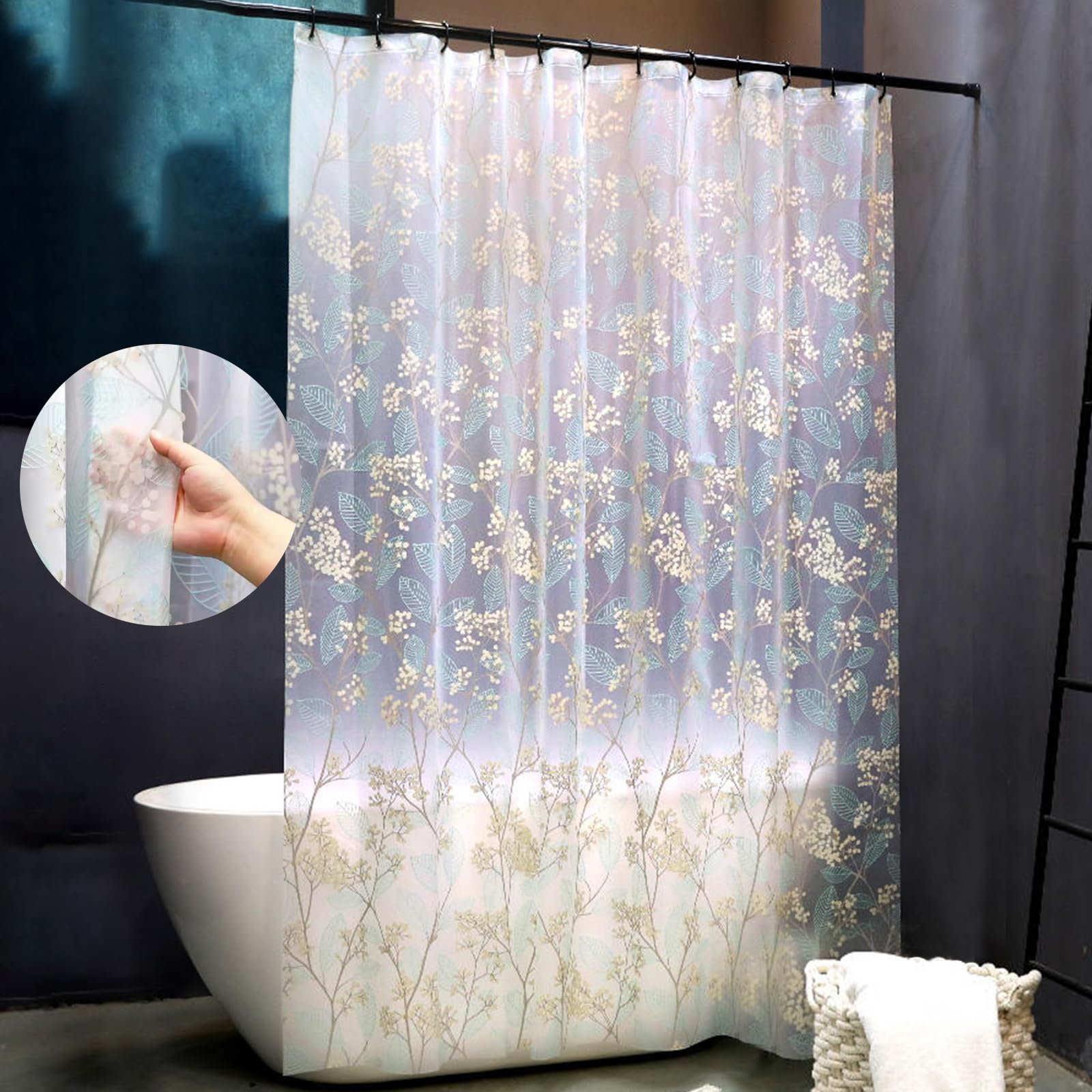 Amazon.com: YAKUNCL EVA Waterproof Shower Curtain, Matte Clear Shower ...
