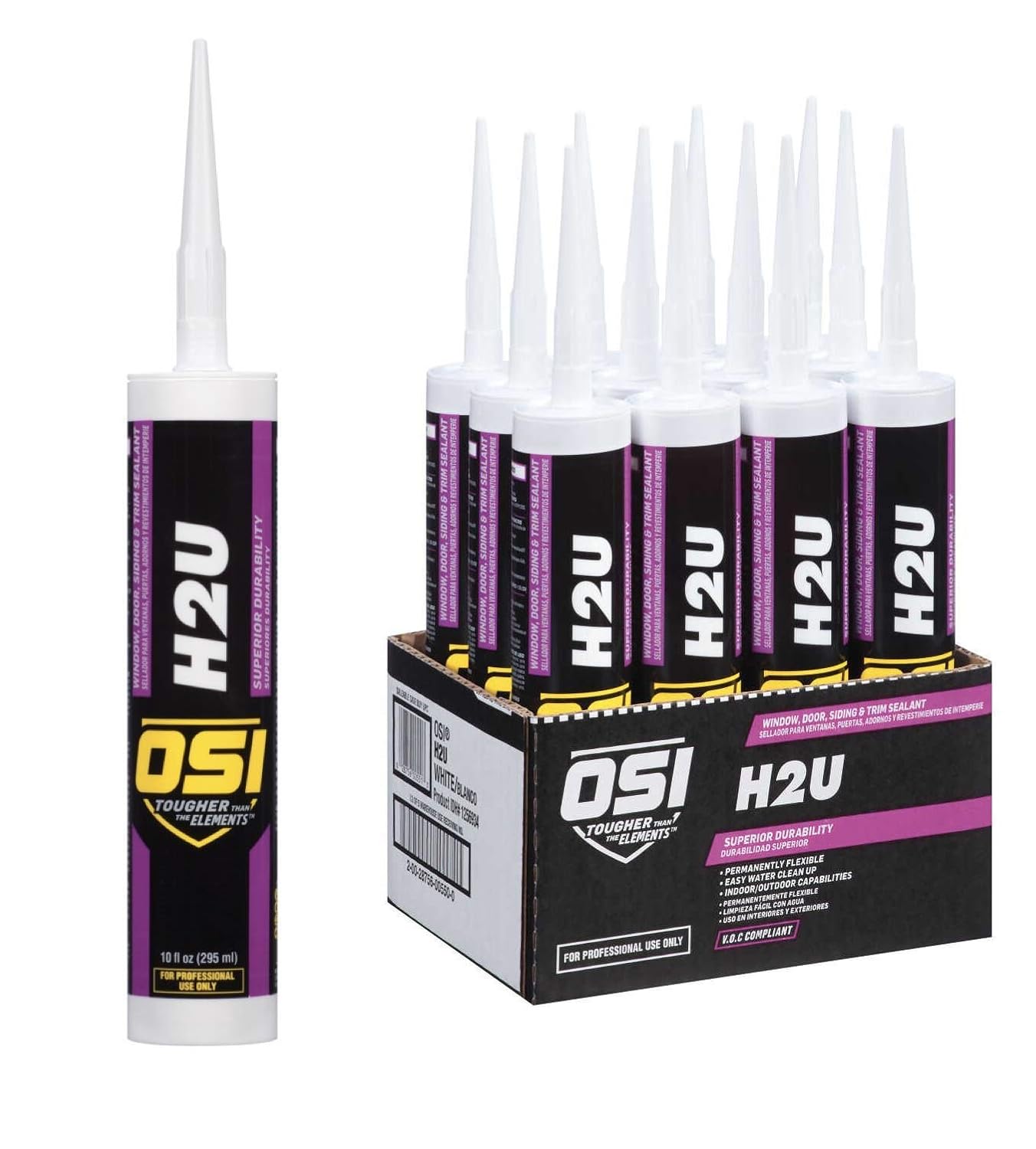 12 Pack of 10 Oz OSI 1256965 H2U Clear Acrylic Urethane Sealant: Caulk ...
