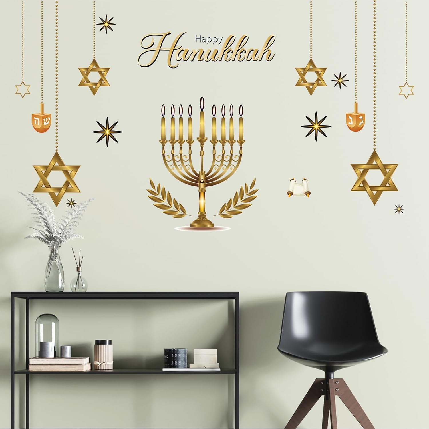 Amazon.com: Hanukkah Wall Decals –Star of David &Dreidel Symbols Wall ...