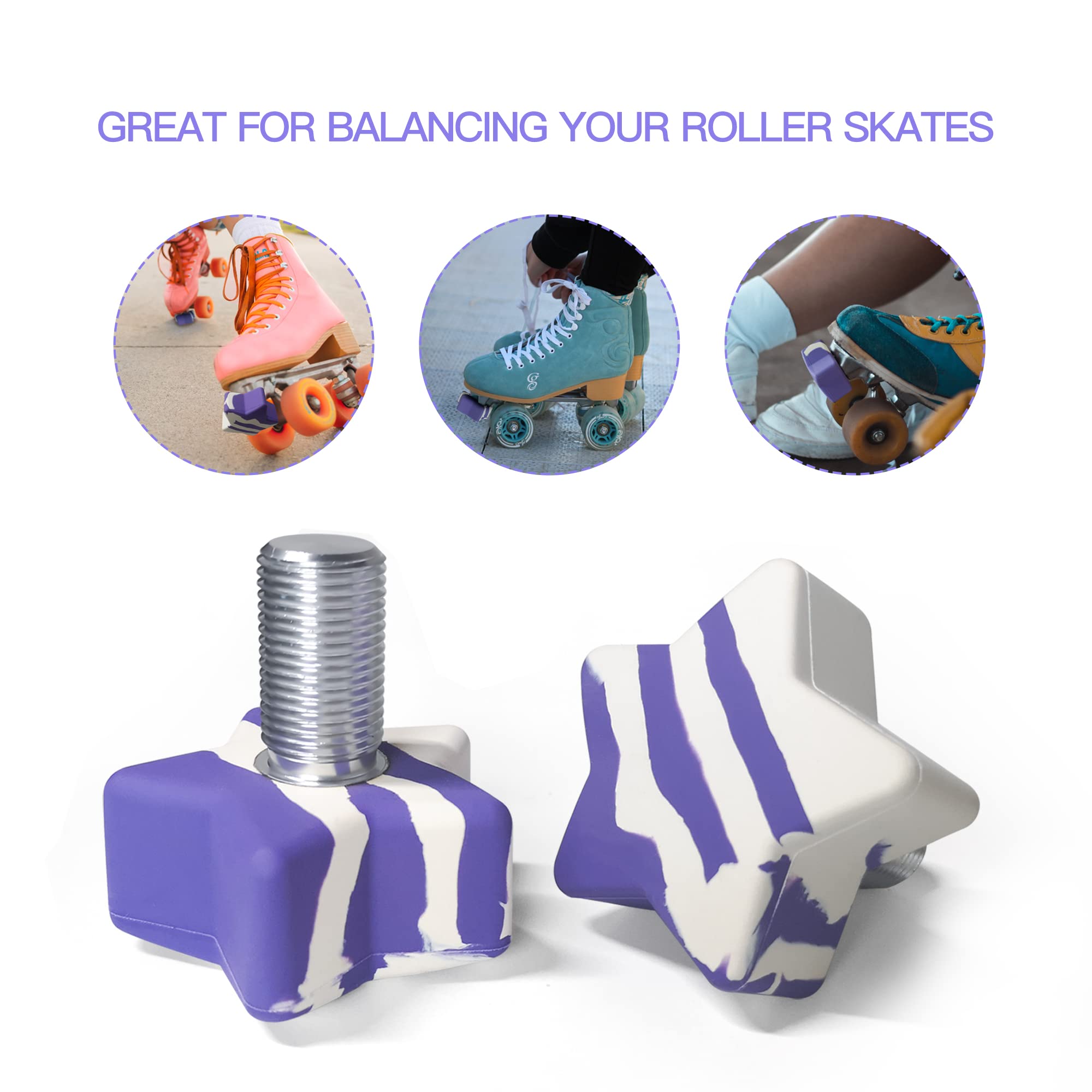 Snapklik.com : TUCANA 1 Pair Star Shape 85A Rubber Roller Skate Stoppers