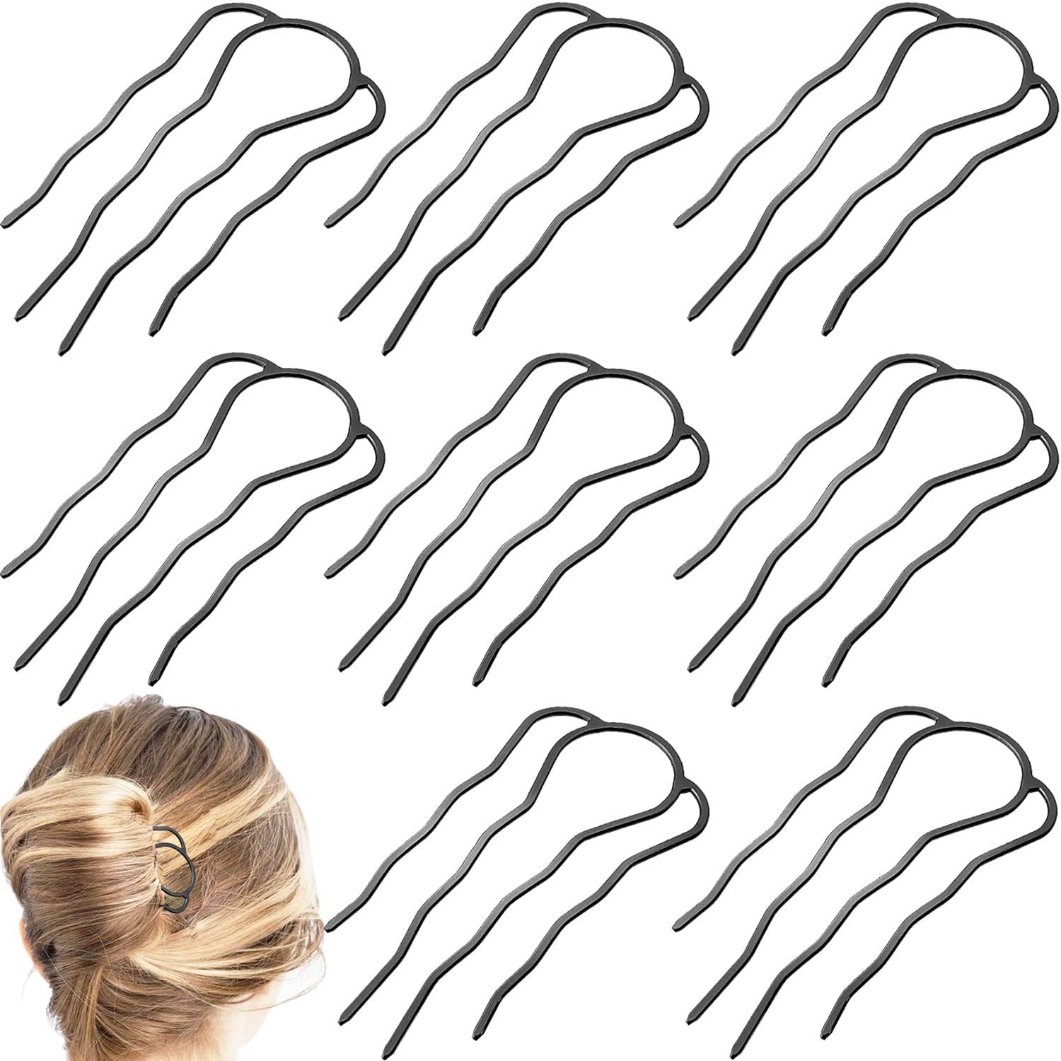 8 Pieces Side Combs, Metal Fork Clip Pins for Buns, 4 Prong Updo U ...