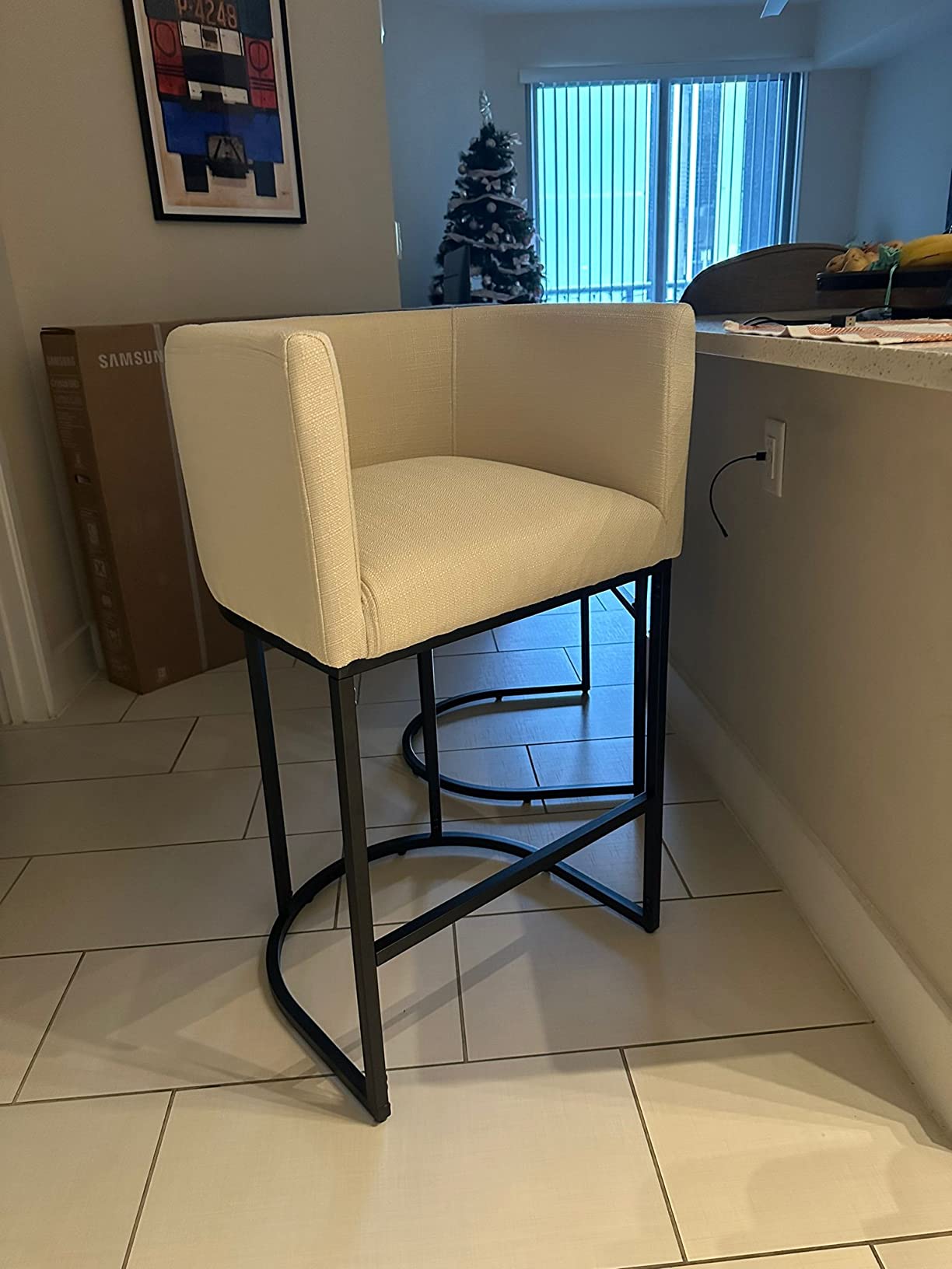 $58/mo - Finance HNY Modern Counter Height Bar Stools Set of 4, Linen ...